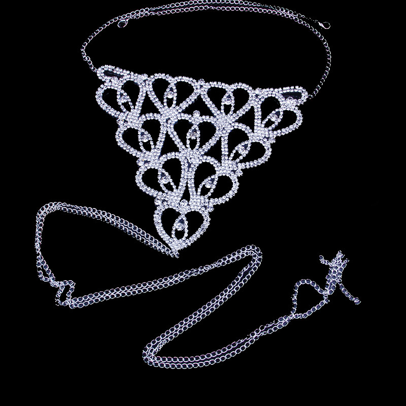 Heart rhinestone body chain store