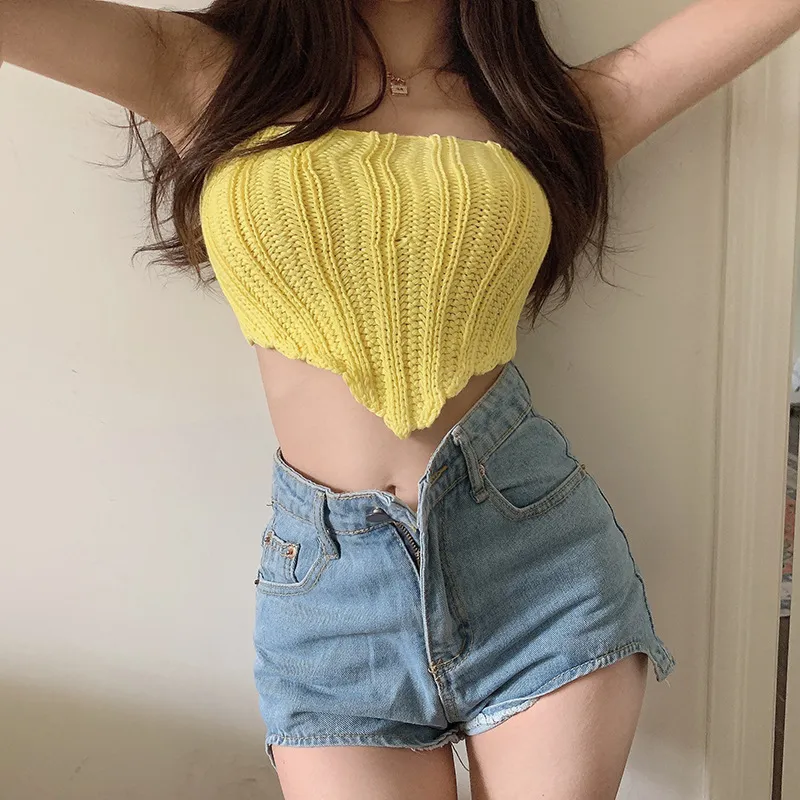 Wholesale Women Edgy Solid Color Summer Backless Tube Top