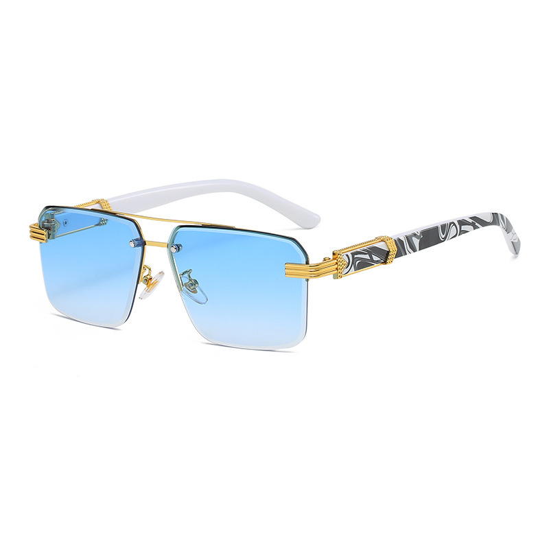 Wholesale Fashion Double Bridge Square Half Frame Diamond Wholesale Fashion Double Bridge Square Half Frame Diamond