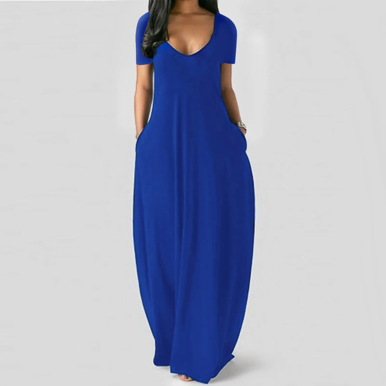 Wholesale Summer Plus Size Women Basic Solid Color Casual V Neck Short