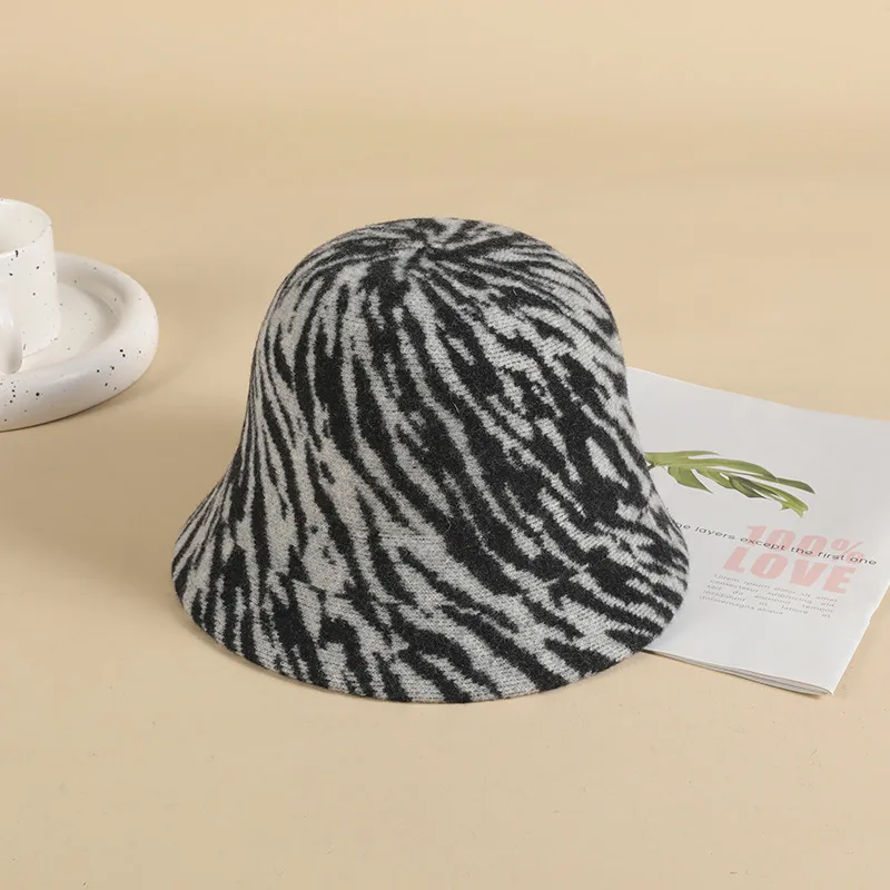 Wholesale Women Fashion Warm Zebra Bucket Hat