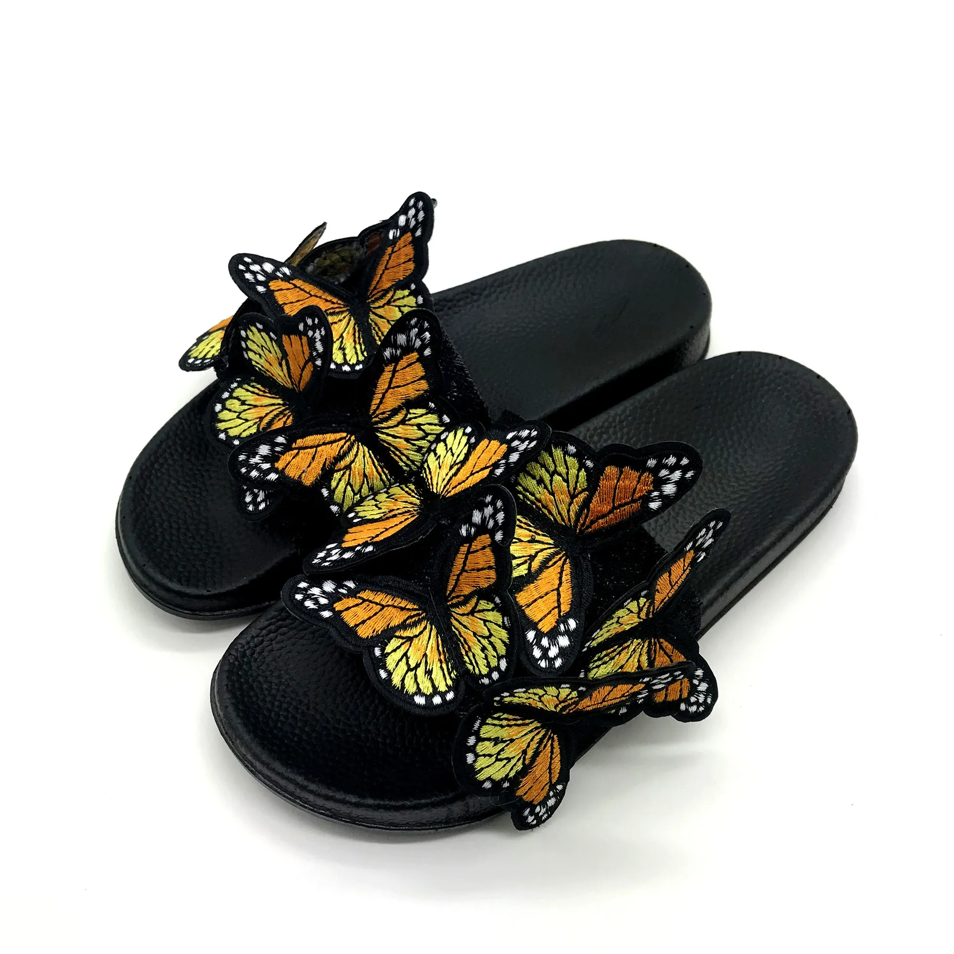 Wholesale Women Fashion Embroidered Three-Dimensional Butterfly Slippers