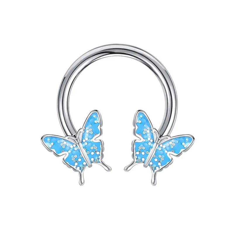 Wholesale Women Fashion Enameled Glitter Butterfly Stainless Steel Nose ...