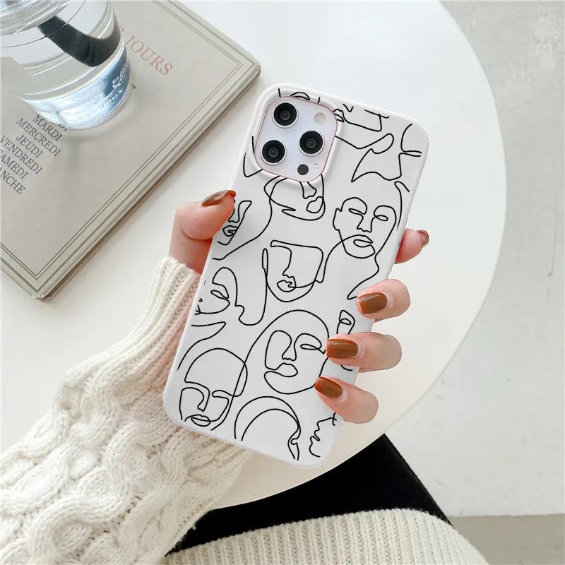 Wholesale Simple Abstract Line Face Mobile Phone Protection Cover