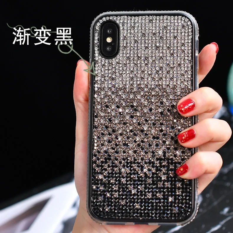 Wholesale Women Fashion Rhinestone Gradient Apple Samsung Huawei Mobile ...