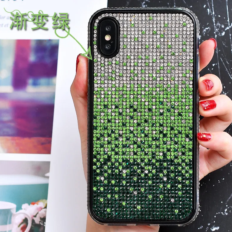 Wholesale Women Fashion Rhinestone Gradient Apple Samsung Huawei Mobile ...