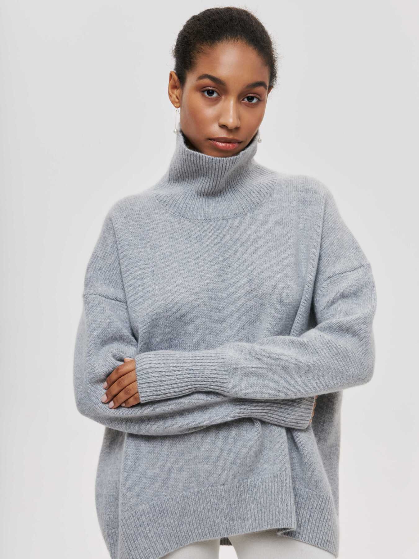 Loose turtleneck sweater store
