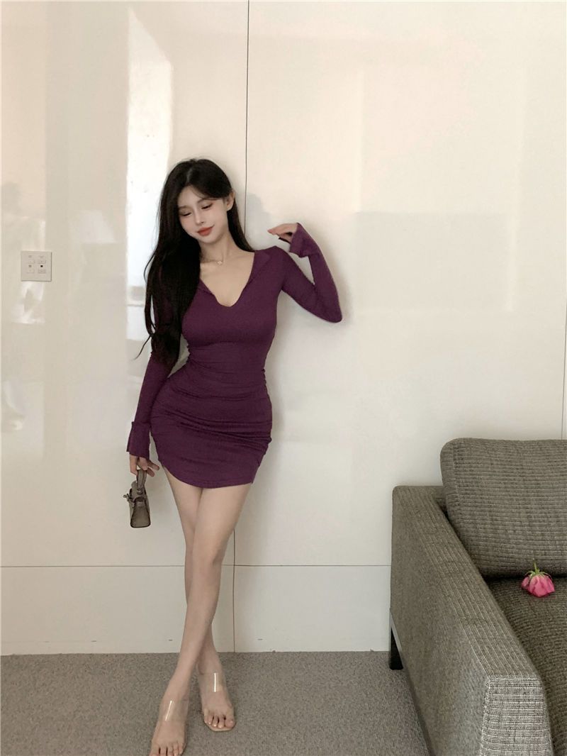 Wholesale Women Fashion Sexy Solid Color Deep V Long Sleeve Wholesale Women Fashion Sexy Solid Color Deep V Long Sleeve