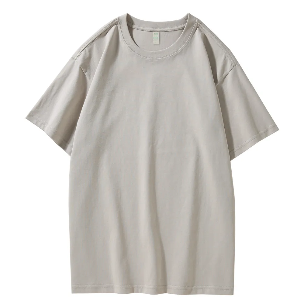 Wholesale Men Solid Color Base Cotton Loose Round Neck Short Sleeve T-Shirt