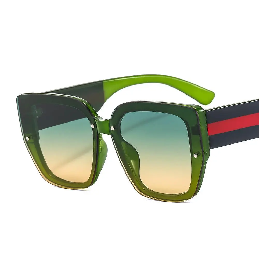 Wholesale Women Fashion Red And Green Stripe Sunglasses