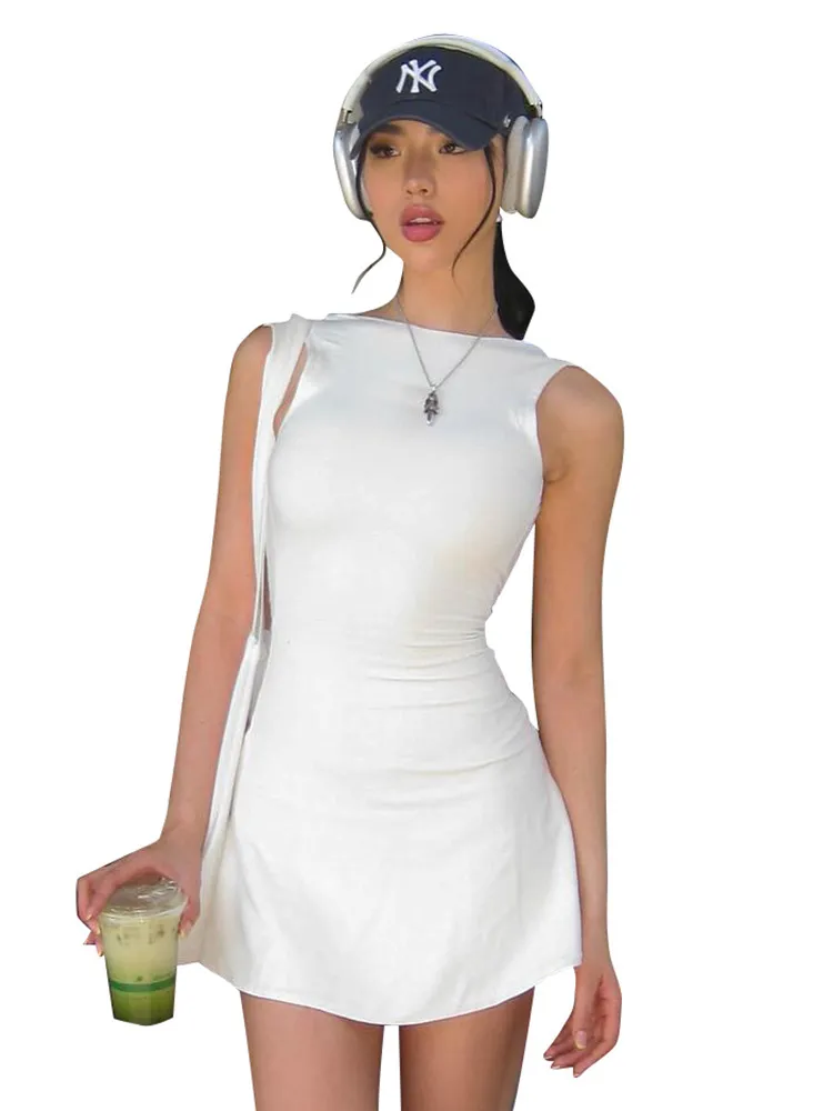 Wholesale Women Summer Elegant Solid Color Round Neck Sleeveless
