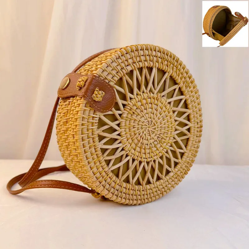 Wholesale Bohemian Style Vintage Woven Straw Round Bag