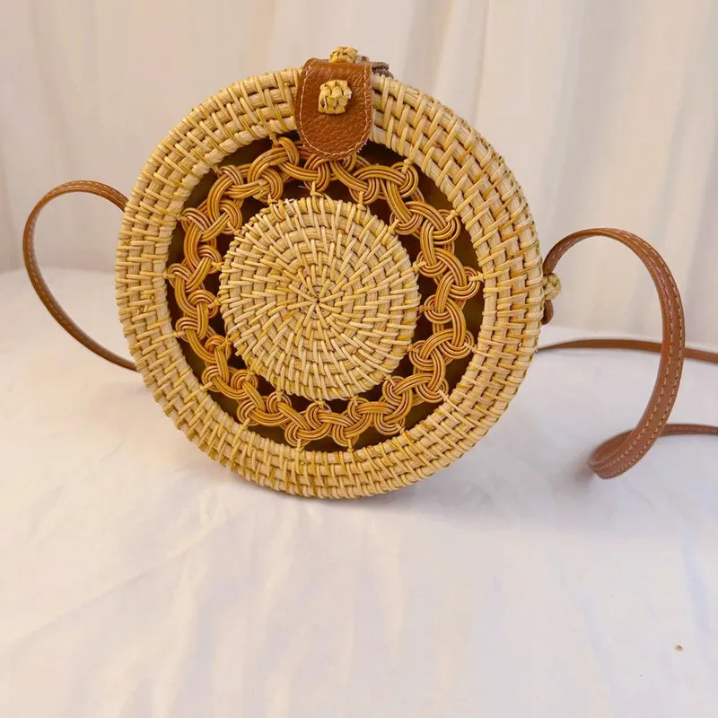 Wholesale Bohemian Style Vintage Woven Straw Round Bag