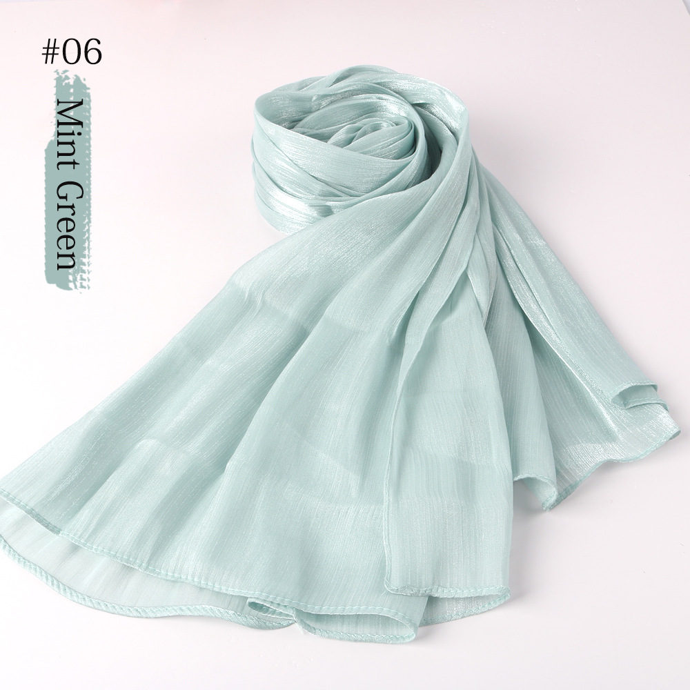Wholesale Women Fashion Solid Color Soft Bright Silk Scarf Wholesale Women Fashion Solid Color Soft Bright Silk Scarf
