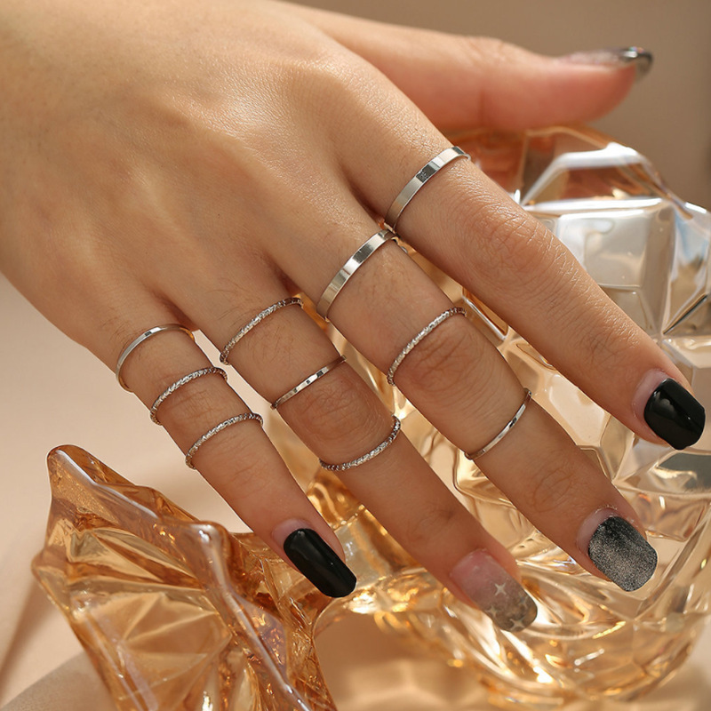 Simple silver ring set store