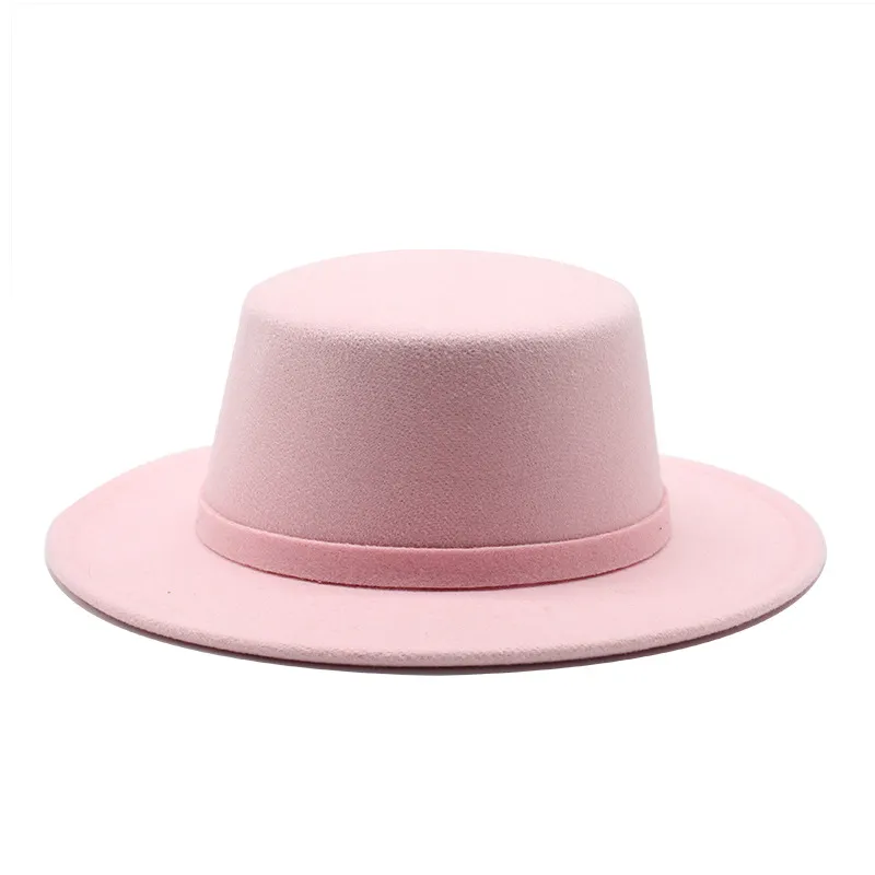 Wholesale Fashion Solid Color Flat Fedora Hats