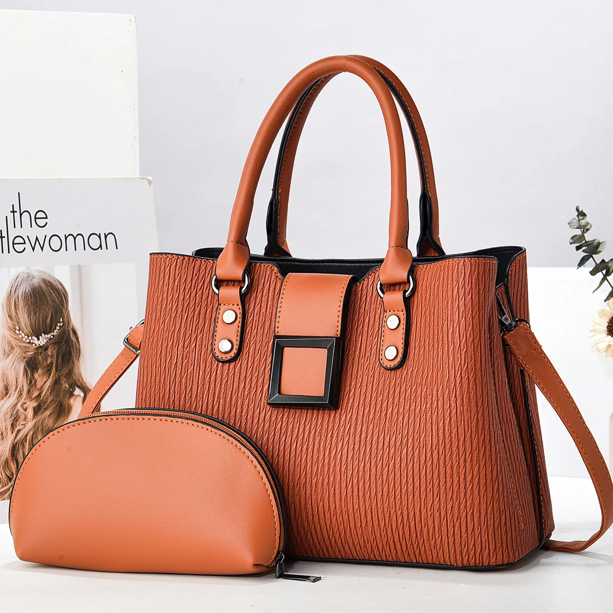 Wholesale Women Fashion Simple Solid Color Bag Large Capacity Handbag ...