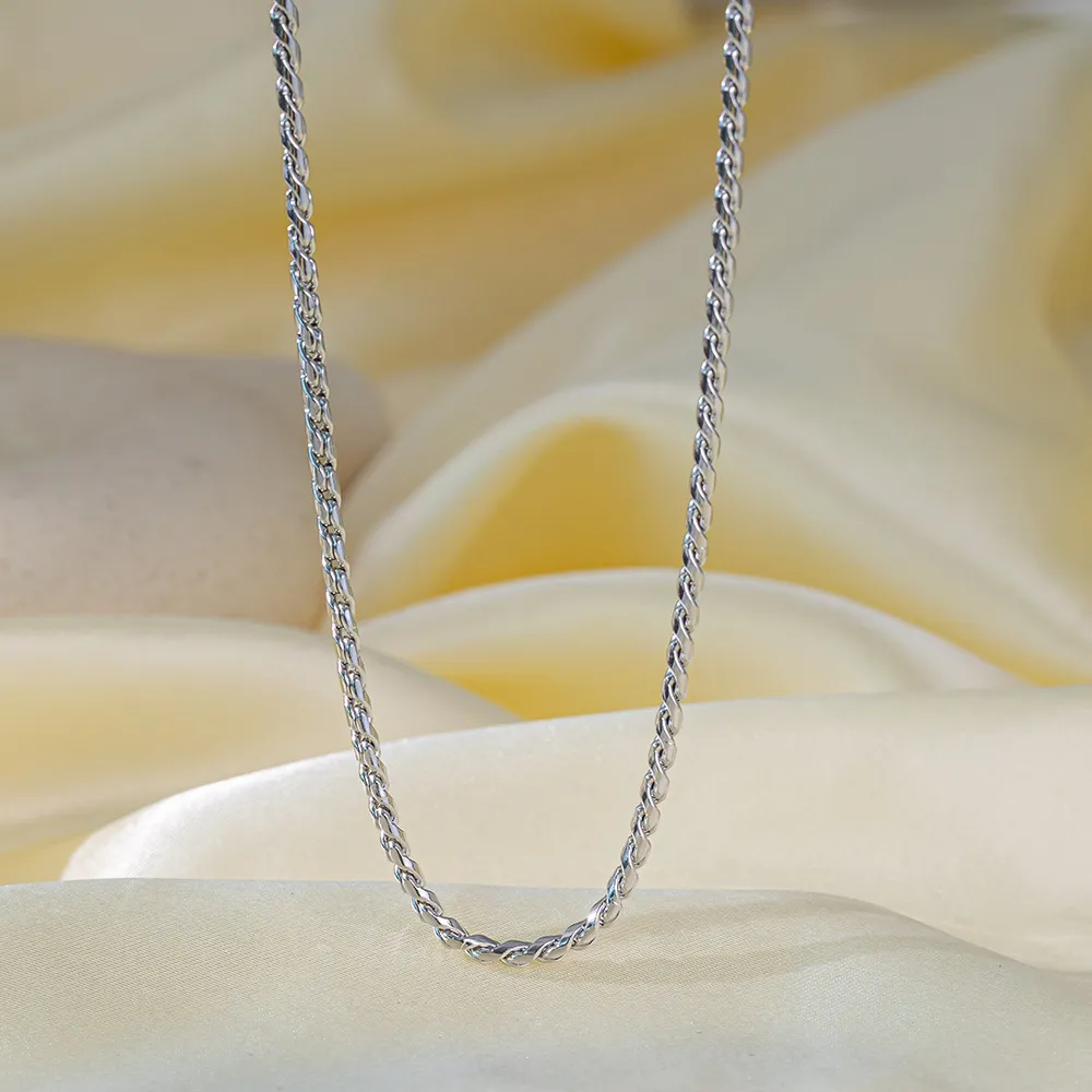 Wholesale Women Stainless Steel Simple Round Bead Snake Bone Chain Necklace